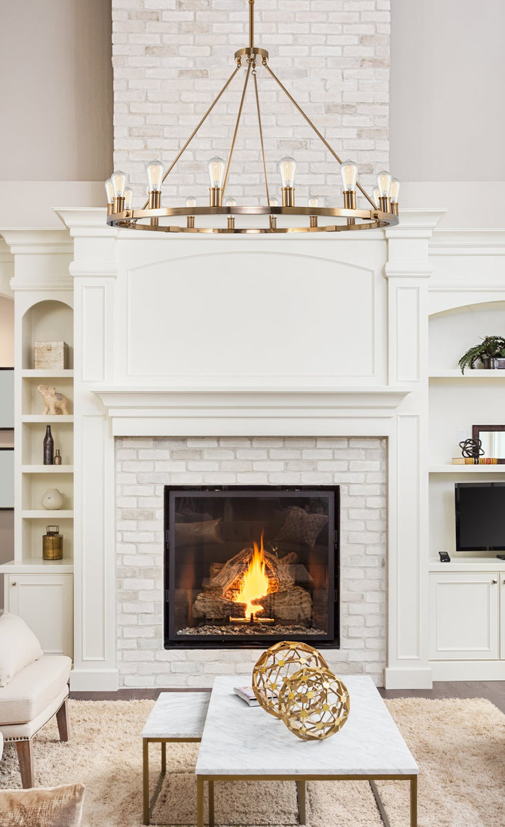 Homestead 48" 16-Light Large Rustic Farmhouse Wagon Wheel Kitchen Isla ...