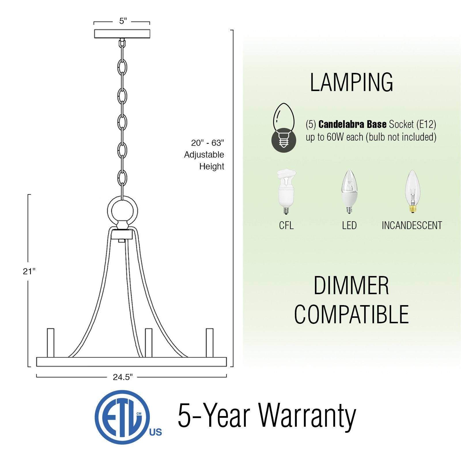 Fairbrook 25" 5-Light Rustic Farmhouse Wagon Wheel Kitchen Island Ligh ...