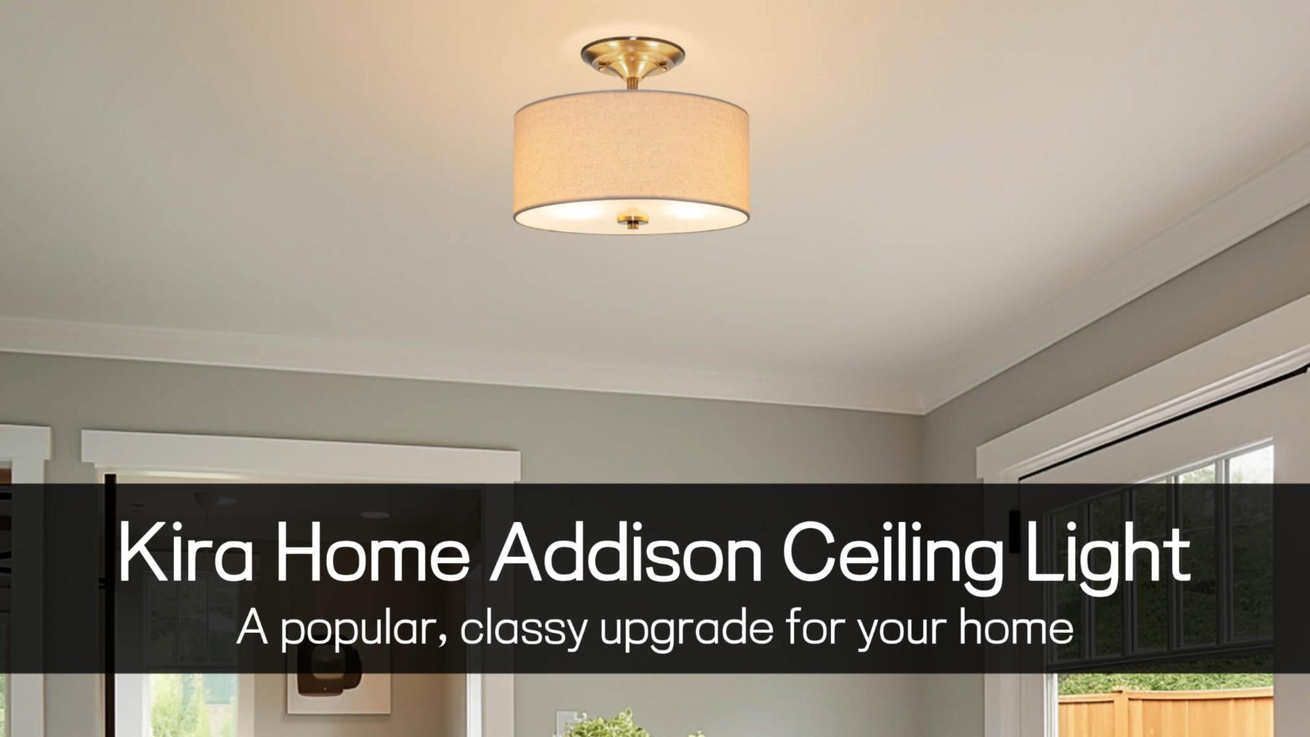Addison 13" 2-Light Semi-Flush Mount Ceiling Light, Brushed Nickel Fin ...